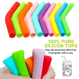 40 Pcs Food Grade Silicone Straw Elbows Tips, Soft Reusable Stainless Steel Straw Nozzles Fit for 1/3" and 1/4" Wide (8mm and 6mm） Outer Diameter Stainless Steel Straws, Multicolor