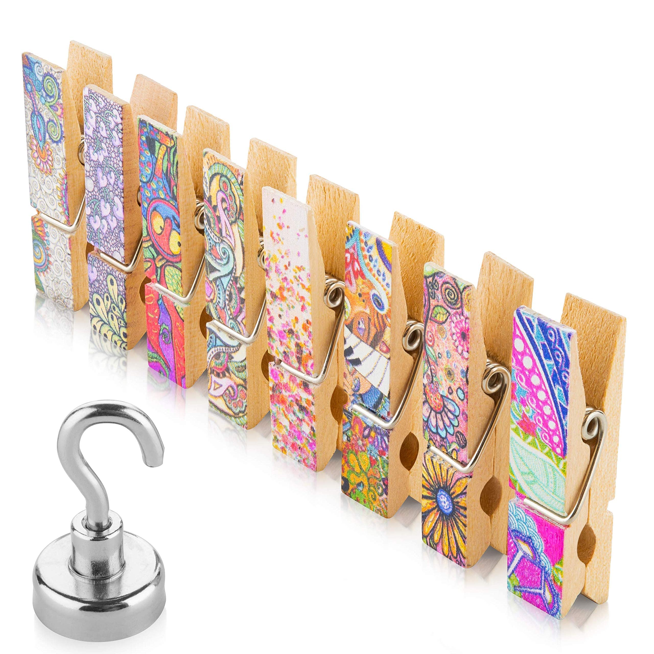 8 Colorful Fridge Magnets Clips + Strong Magnetic Hook - Display Photos & Memos On a Refrigerator, Locker, Whiteboard in a Cute & Fun Way. Perfect to use in Any Kitchen, Office, Classroom or Cubicle.