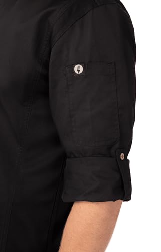 Chef Works Men's Hartford Chef Coat, Black, Medium