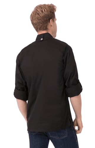 Chef Works Men's Hartford Chef Coat, Black, Medium