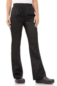 chef works women's essential baggy chef pants, black, medium