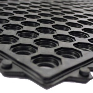 Envelor Interlocking Rubber Floor Mat Restaurant Kitchen Mat Commercial Entrance Door Mat Durable Non-Slip Bar Mat Utility Drainage Mat Indoor Outdoor Wet Areas 3' x 3' - Pack of 4