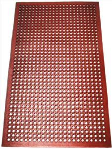 new star foodservice 54521 commercial grade grease resistant anti-fatigue rubber floor mat, 36" x 60", red