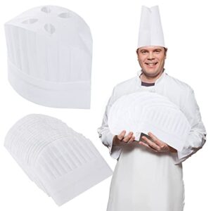 24 pack paper chef hat white disposable chefs hat for kids men women cooking baking kitchen restaurants adjustable (max 25in)