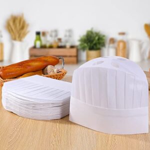 24 Pack Paper Chef Hat White Disposable Chefs hat for Kids Men Women Cooking Baking Kitchen Restaurants Adjustable (Max 25in)