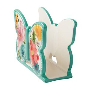 PW Pioneer Woman Stoneware Butterfly Napkin Holder Floral