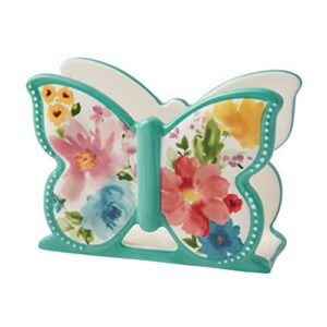 pw pioneer woman stoneware butterfly napkin holder floral