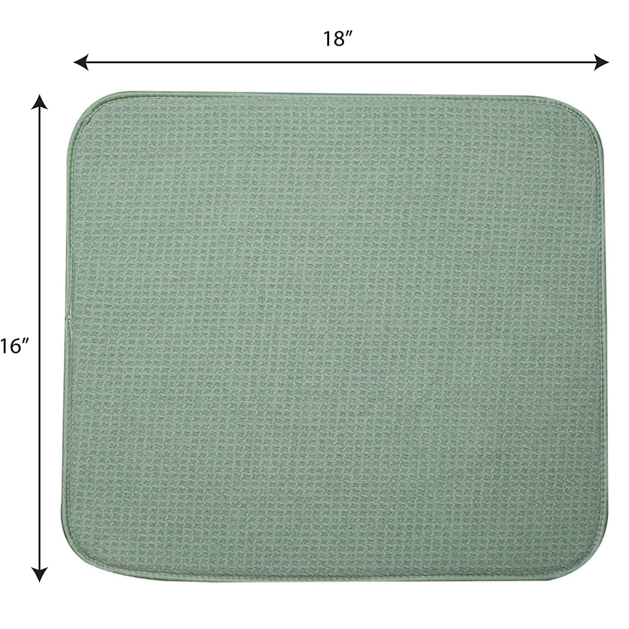 Dish Mat Absorbent, Reversible, Microfiber,Dish Drying Mat for Kitchen,Machine Washable Farmhouse Dishes Drainer for Countertop Fast Drying, Sage Green Drying Mat 16 X 18 Inch