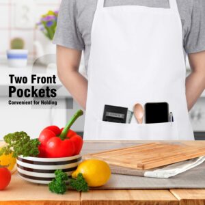 Xornis 2 Pack 100% Cotton Bib Aprons with 2 Pockets Kitchen Cooking, White