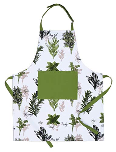 AMOUR INFINI Aprons for Women Adjustable Strap with Waist Ties Aprons for Baking, Cooking, Gardening Cotton Washable, Reusable Spring & Easter Apron (27.5 x 33 Inches - Herb Garden)