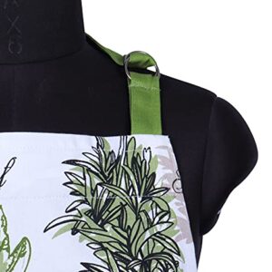 AMOUR INFINI Aprons for Women Adjustable Strap with Waist Ties Aprons for Baking, Cooking, Gardening Cotton Washable, Reusable Spring & Easter Apron (27.5 x 33 Inches - Herb Garden)