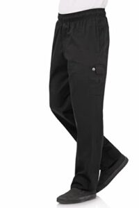 chef works men's cargo chef pants, black, medium