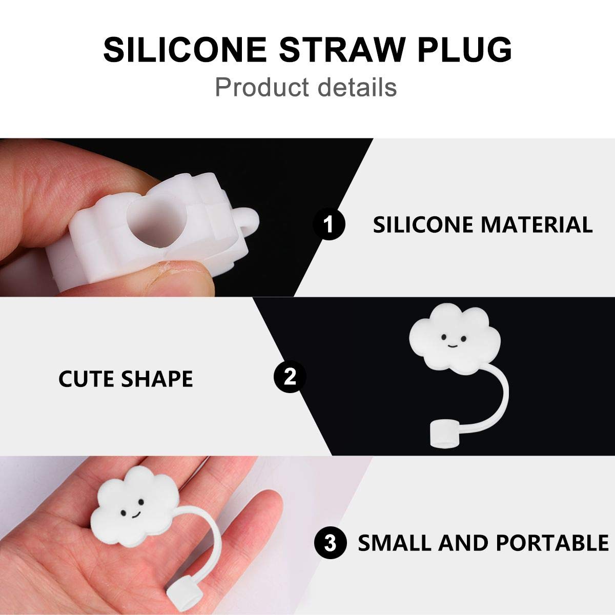 Silicone Straw Plug 4Pcs Drinking Straw Cover Compatible with Stanley 40 OZ Tumbler Cups Reusable Drinking Straw Tips Cute Cartoon Straw Tips Cover Splash Proof Straw Tips