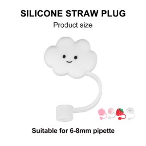 Silicone Straw Plug 4Pcs Drinking Straw Cover Compatible with Stanley 40 OZ Tumbler Cups Reusable Drinking Straw Tips Cute Cartoon Straw Tips Cover Splash Proof Straw Tips