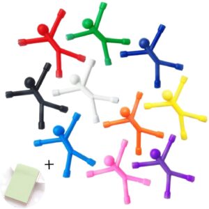 refrigerator magnets, 10 pcs mini man flexible fridge magnets, cute rubber magnet men refrigerator magnets + 100 sheets/pad self-stick note pads