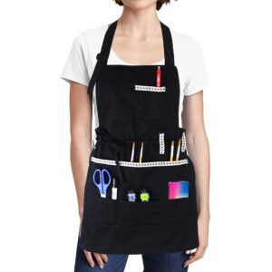 freenfond adjustable artist apron with pockets for women men canvas painting aprons for arts gardening utility or work