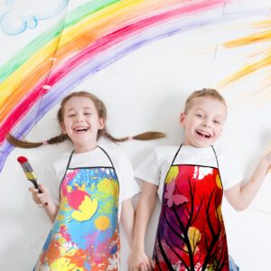 3 Pieces Colorful Artist Painting Apron Paint Splatter Apron Butterfly Tree Art Teacher Gifts Waterproof Painters Apron Adjustable Artist Smock for Men Women Girls Chef Cooking Baking Gardening