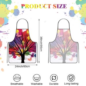 3 Pieces Colorful Artist Painting Apron Paint Splatter Apron Butterfly Tree Art Teacher Gifts Waterproof Painters Apron Adjustable Artist Smock for Men Women Girls Chef Cooking Baking Gardening