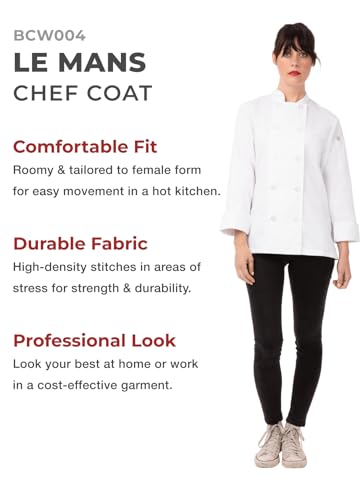 Chef Works Women's Le Mans Chef Coat, White, Large