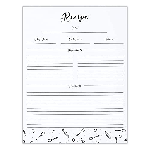 OUTSHINE Premium Recipe Paper for 8.5" x 11" Recipe Binders, Farmhouse Design (50 Sheets) | Full Size Recipe Refill Pages for Binder | Recipe Card Sheets | No-Smear Matte Paper