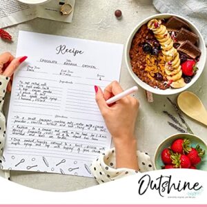 OUTSHINE Premium Recipe Paper for 8.5" x 11" Recipe Binders, Farmhouse Design (50 Sheets) | Full Size Recipe Refill Pages for Binder | Recipe Card Sheets | No-Smear Matte Paper