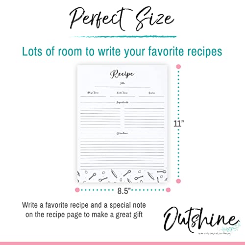 OUTSHINE Premium Recipe Paper for 8.5" x 11" Recipe Binders, Farmhouse Design (50 Sheets) | Full Size Recipe Refill Pages for Binder | Recipe Card Sheets | No-Smear Matte Paper