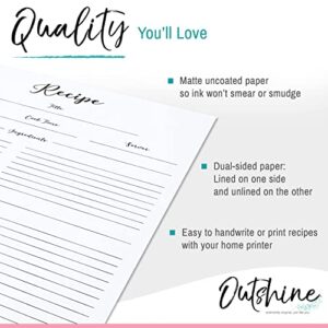 OUTSHINE Premium Recipe Paper for 8.5" x 11" Recipe Binders, Farmhouse Design (50 Sheets) | Full Size Recipe Refill Pages for Binder | Recipe Card Sheets | No-Smear Matte Paper