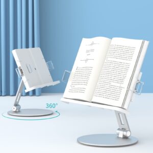 gearking book stand for reading 360° rotate adjustable book holder multi heights angles adjustable cooking bookstands for child textbook/recipe/magazine/ipad