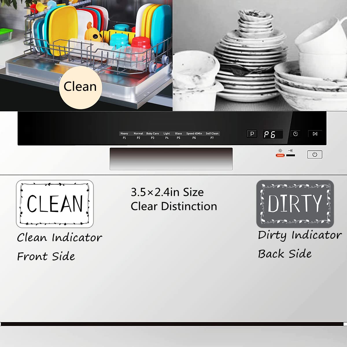 Dishwasher Magnet Clean Dirty Sign for Kitchen Organization and Storage Double Sided Reversible Clean Dirty Magnet for Dishwasher