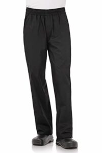 chef works men's lightweight baggy pants, black, large