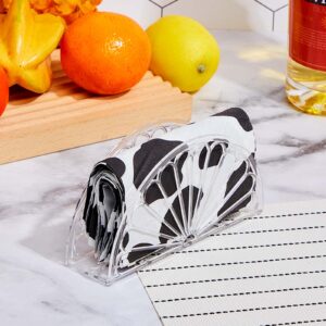 24 Pieces Napkin Holder Plastic Napkin Holder Fan Design Tissue Dispenser Freestanding Fan Shaped Organizer Paper Napkin Holder Stand for Kitchen Restaurant Home Bar, 5.91 x 2.95 x 1.57 Inch (Clear)