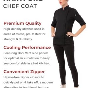 Chef Works Women's Hartford Chef Coat, Black, Medium