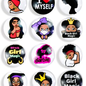 12 Pack Black Girl Magic Refrigerator Magnets-Funny Refrigerator Magnets-Whiteboard Decoration Magnet-Locker Magnets Cute Refrigerator Magnet, Kitchen Classroom and Office