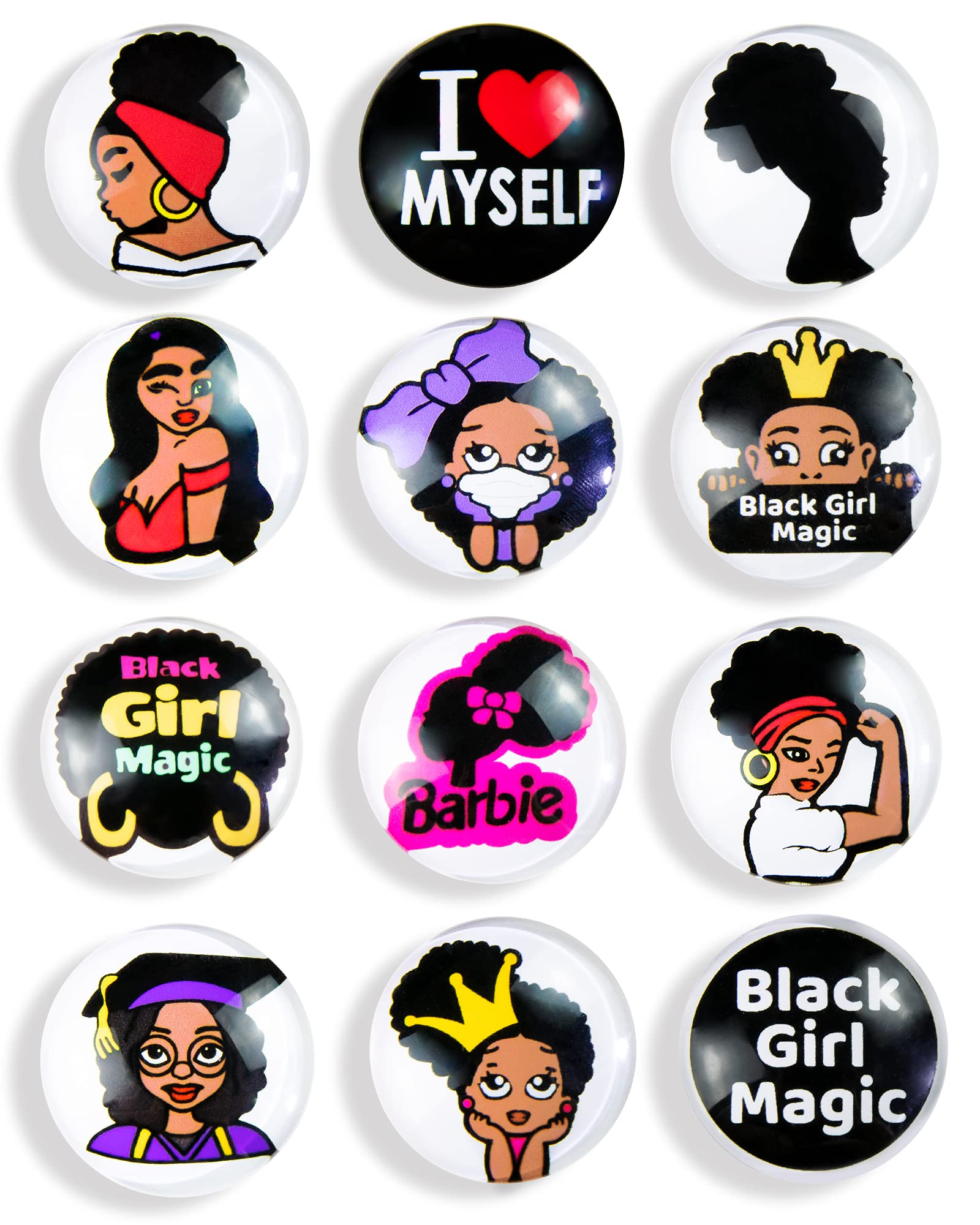 12 Pack Black Girl Magic Refrigerator Magnets-Funny Refrigerator Magnets-Whiteboard Decoration Magnet-Locker Magnets Cute Refrigerator Magnet, Kitchen Classroom and Office