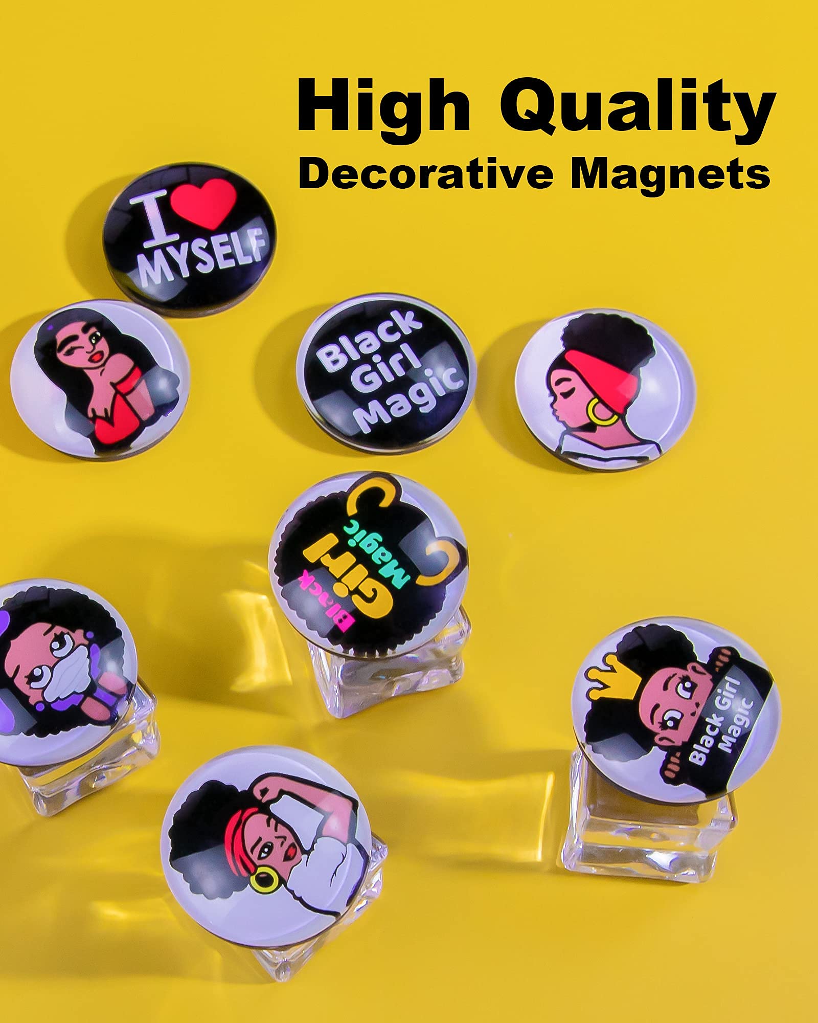 12 Pack Black Girl Magic Refrigerator Magnets-Funny Refrigerator Magnets-Whiteboard Decoration Magnet-Locker Magnets Cute Refrigerator Magnet, Kitchen Classroom and Office