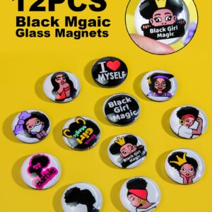 12 Pack Black Girl Magic Refrigerator Magnets-Funny Refrigerator Magnets-Whiteboard Decoration Magnet-Locker Magnets Cute Refrigerator Magnet, Kitchen Classroom and Office