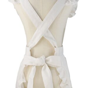 LilMents Kids Retro Adjustable Ruffle Apron Kitchen Baking Maid Costume (White)