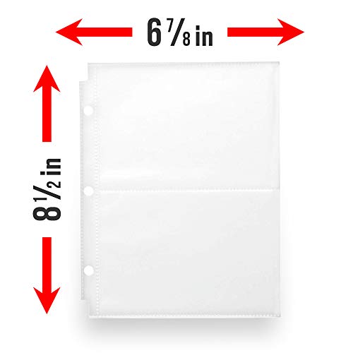 Recipe Card Protectors 8.5x6.8 Inch Recipe Card Sleeves for Mini Binders 4x6 Index Card Sleeves Recipe Book 2 Pocket per Page Refill Sheets, 30 Count