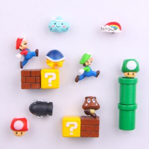 14 pcs mario fridge magnets set, refrigerator magnets, office magnets/calendar magnet/whiteboard magnets/mario decorative refrigerator magnets kitchen kit