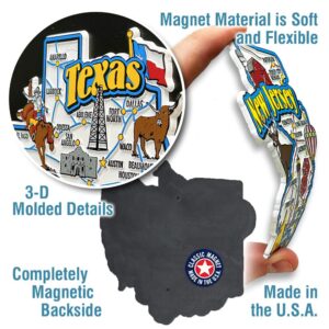 Texas Jumbo State Magnet by Classic Magnets, 4" x 3.7", Collectible Souvenirs Made in The USA