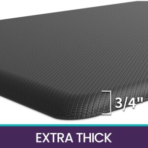 DEXI Anti Fatigue Kitchen Mat, 3/4 Inch Thick, Stain Resistant, Padded Cushioned Floor Comfort Mat for Home, Garage and Office Standing Desk, 70"x20", Black