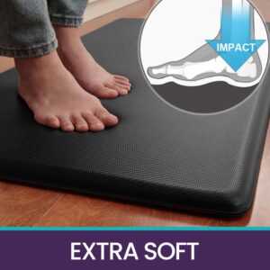 DEXI Anti Fatigue Kitchen Mat, 3/4 Inch Thick, Stain Resistant, Padded Cushioned Floor Comfort Mat for Home, Garage and Office Standing Desk, 70"x20", Black