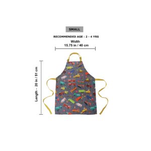 DASHN PRODUCTS Kids Apron - Truck - Dual Pockets - chef kitchen cooking garden artist painting cleaning baking pottery gift boys girls