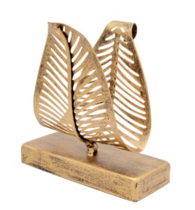 owlgift freestanding modern napkin holder with leaf design, tabletop tissue dispenser, countertop napkin storage organizer – bronze