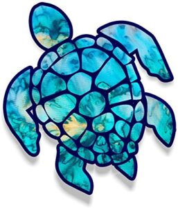 magnet turtle cyan dream pattern magnetic vinyl bumper sticker sticks to any metal fridge, car, signs 5"