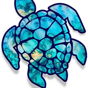 Magnet Turtle Cyan Dream Pattern Magnetic vinyl bumper sticker sticks to any metal fridge, car, signs 5"