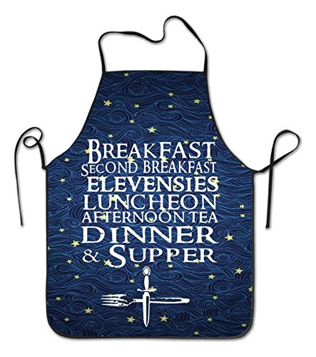 YISHOW Unisex The Seven Daily Hobbit Meals Cooking Chef Kitchen Aprons with Adjustable Bib