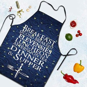 YISHOW Unisex The Seven Daily Hobbit Meals Cooking Chef Kitchen Aprons with Adjustable Bib