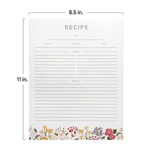 Jot & Mark Recipe Card Paper Full Page 8.5x11 with Crystal Clear Page Protectors for 3 Ring Binder, 30 Count (Midnight Floral)