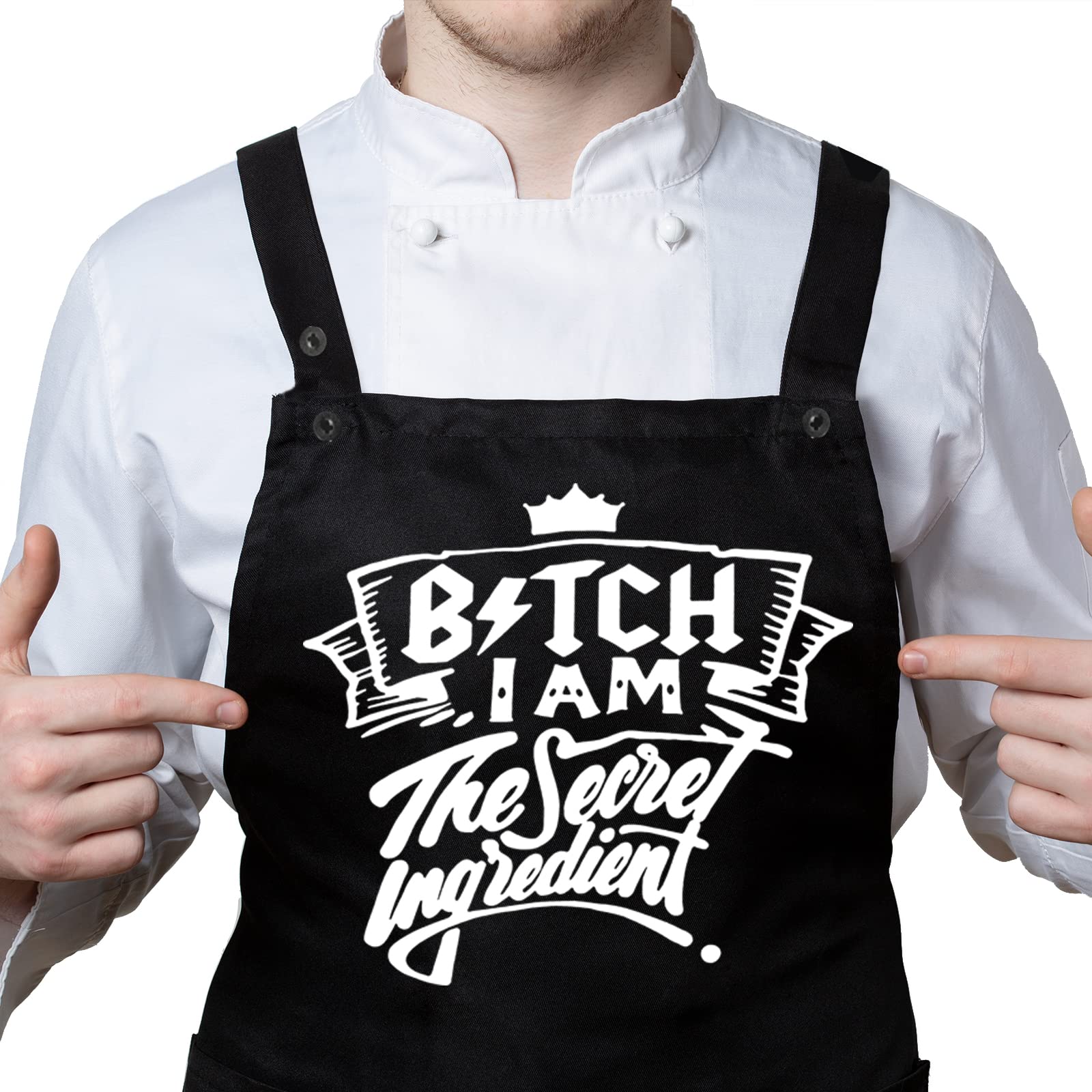 JOYPLUS I Am the Secret Ingredient Funny Aprons Birthday Gifts for Men,Women,Husband, Brother, Plus Size Aprons and Grilling BBQ Chef Chef Costume